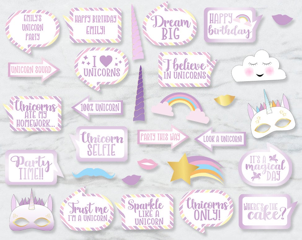 Editable Unicorn Party Bundle, Printable Unicorn Birthday Pack ...