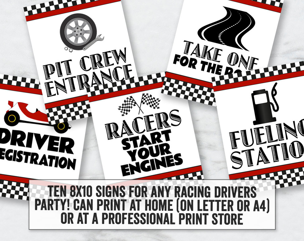 Racing Driver Printable Party Signs Editable Race Car Party - Etsy UK