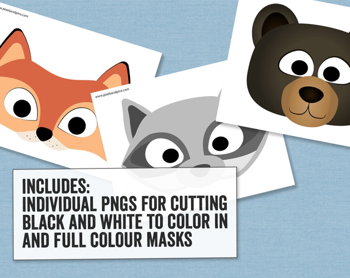 10 Woodland Animal Mask Printables Kid's Wildlife Crafts - Etsy