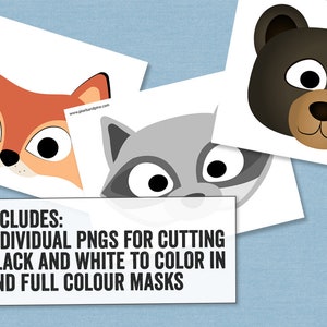 10 Woodland Animal Mask Printables, Kid's Wildlife Crafts, Woodland ...