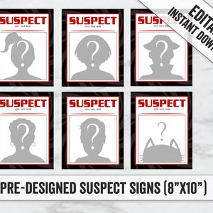 Suspect Printable Signs, Spy Party Mission Kit, Printables Secret Agent ...
