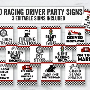 Editable Racing Driver Party Bundle, Printable Race Car Birthday Pack ...
