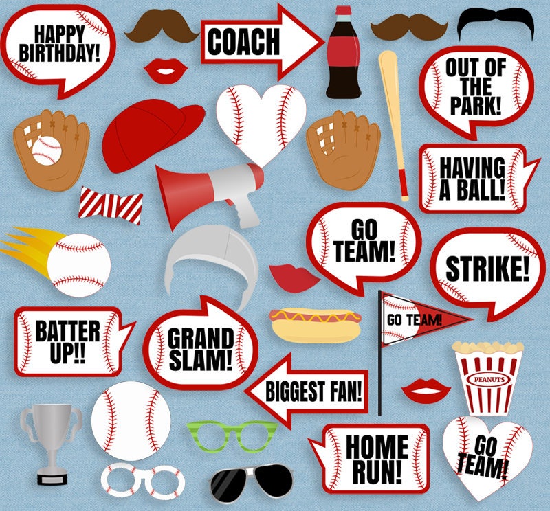 35 Baseball Party Props Baseball Party Theme Prop Printables - Etsy