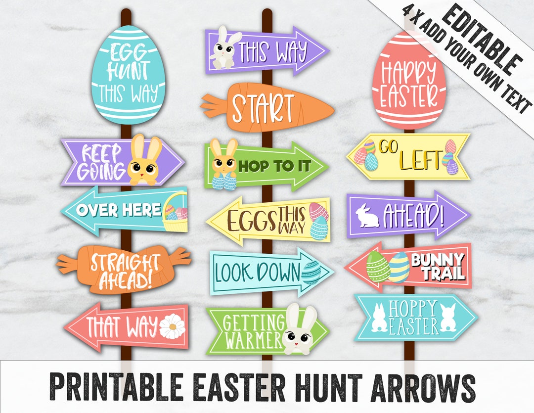 Printable Easter Egg Hunt Signs, Easter Egg Hunt Arrows, Digital ...