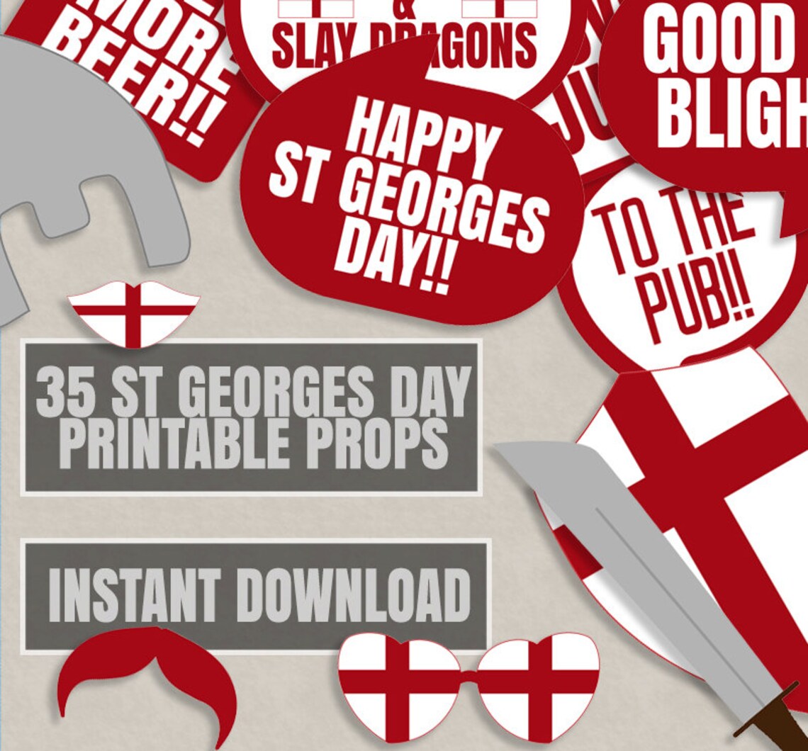 35 St Georges Day Printable Props, Photo Booth Props for St Georges Day ...