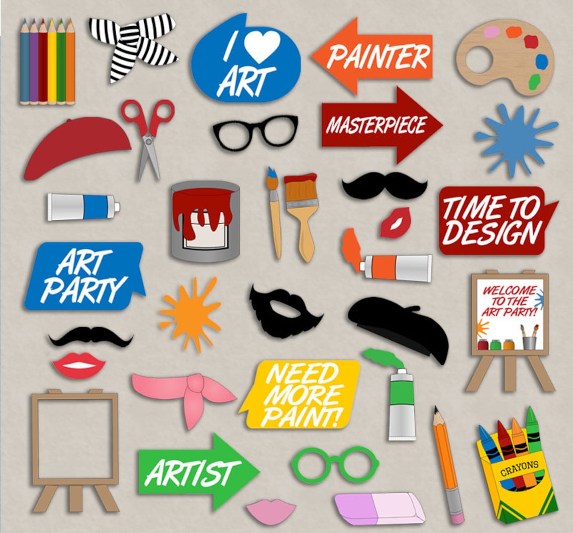 35 Art Party Photobooth Props Arty Party Photo Booth Prop - Etsy UK