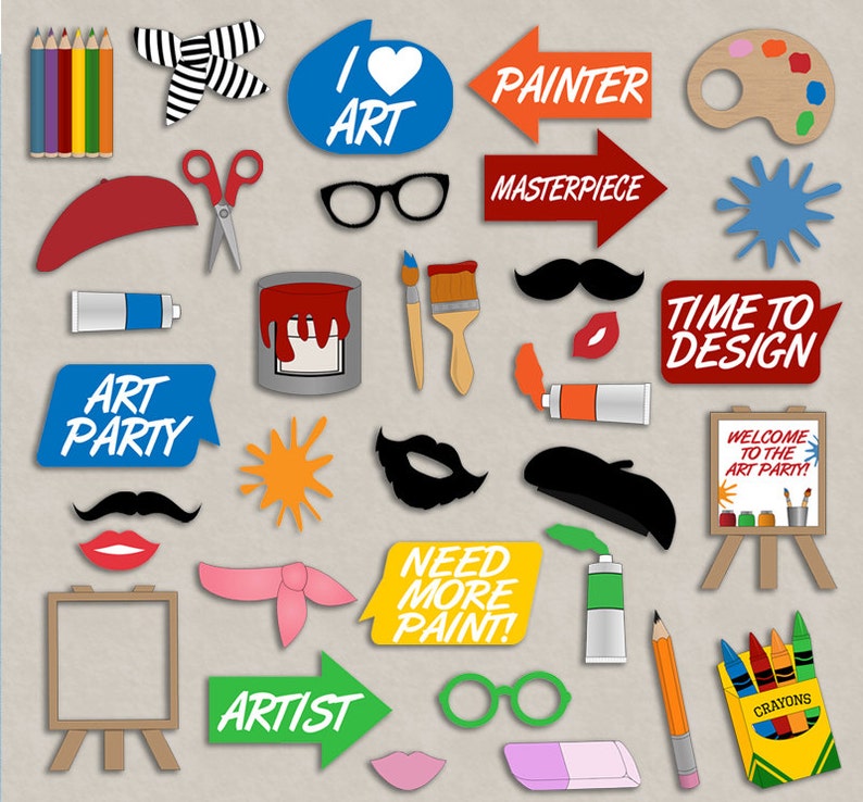 35 Art Party Photobooth Props Arty Party Photo Booth Prop - Etsy UK