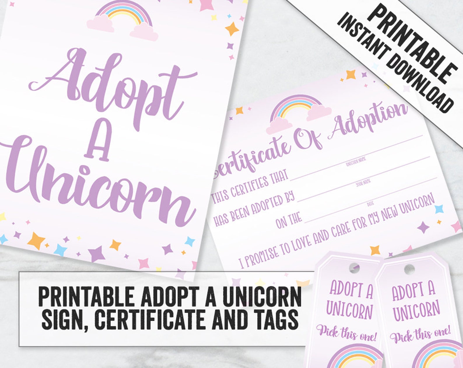 Editable Unicorn Party Bundle, Printable Unicorn Birthday Pack ...