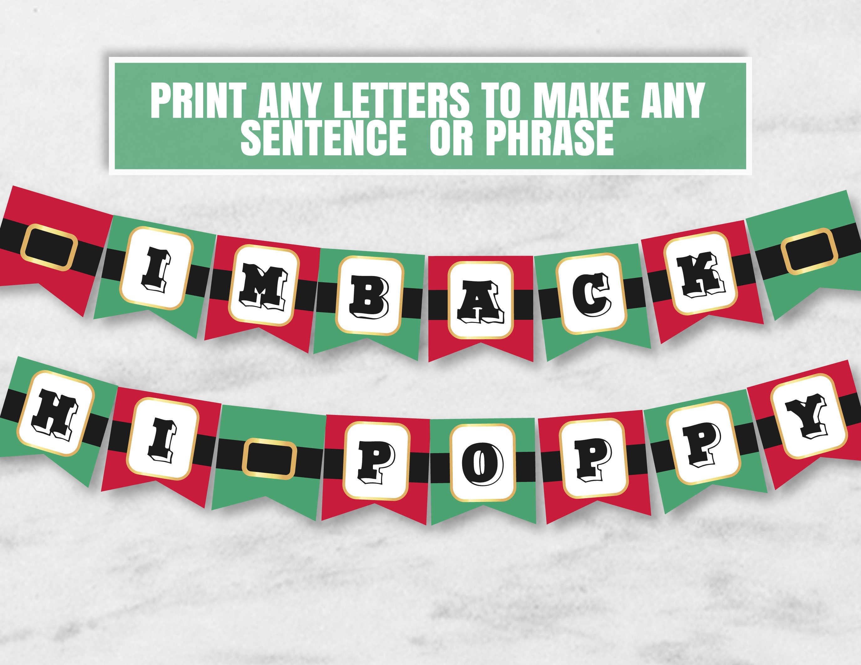 Elf Bunting Printable, Printable Christmas Elves Banner, DIY Christmas ...