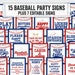 Baseball Party Signs Printable Baseball Party Signs Editable | Etsy