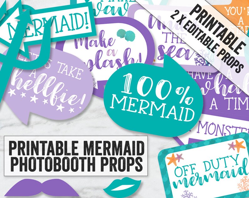 Mermaid Photobooth Props Mermaid Party Photo Booth Props | Etsy
