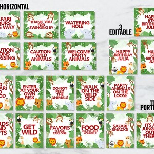 Jungle Party Signs, Printable Jungle Safari Party Signs, Editable ...