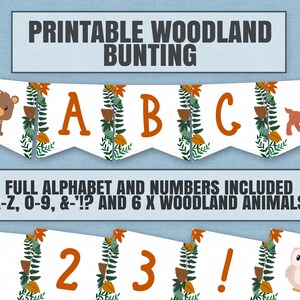 Woodland Printable Bunting, Forest Theme Printable Banner, Printable ...