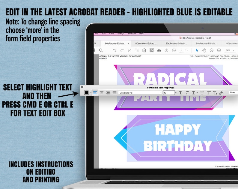 Printable Eighties Party Signs 80s Arrows Fun 80s Party - Etsy