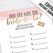 Editable How Old Was the Bride Game, Editable Bridal Shower Games ...