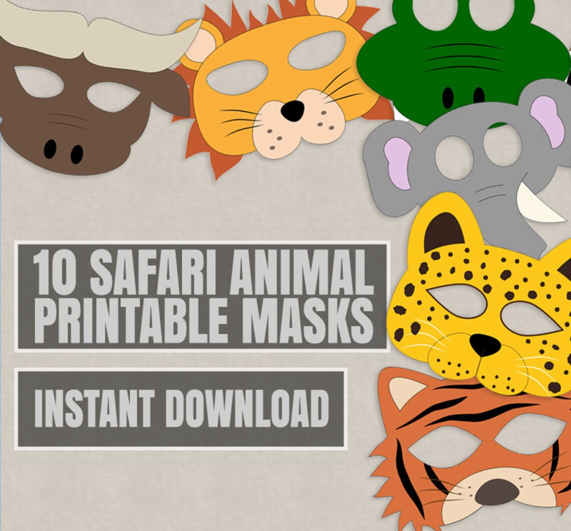 10 Safari Animal Mask Printables Kid's Safari Masks - Etsy Canada