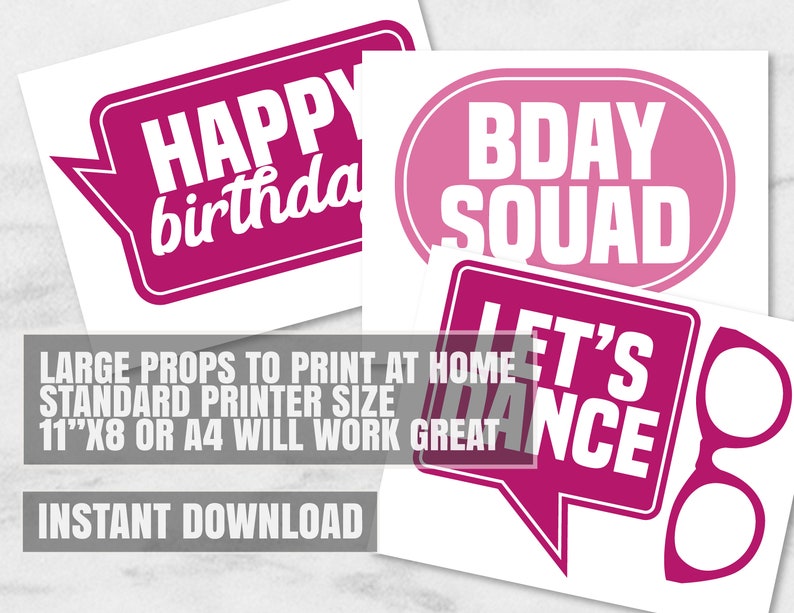 Pink 3rd Birthday Printable Props Third Birthday Photobooth - Etsy