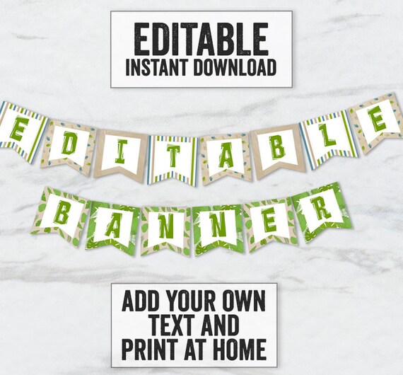 Printable Dinosaur Party Bunting Editable Dinosaur Banner | Etsy