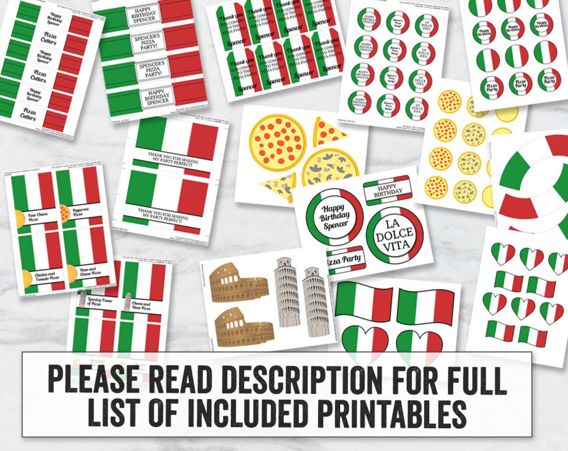 Printable Italian Party Bundle Editable Italian Party | Etsy