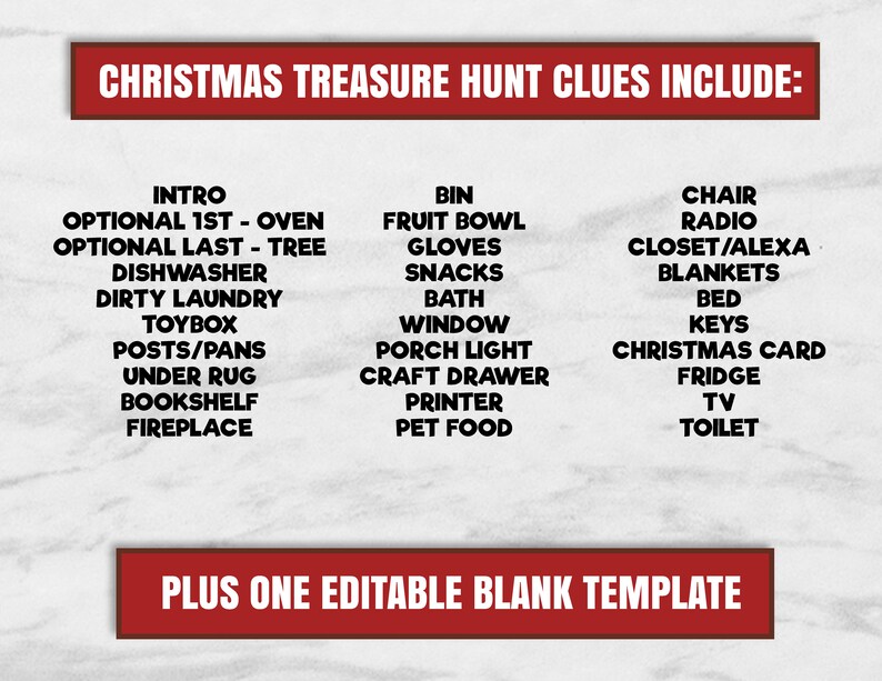 Printable Christmas Treasure Hunt Indoor Christmas Hunt - Etsy