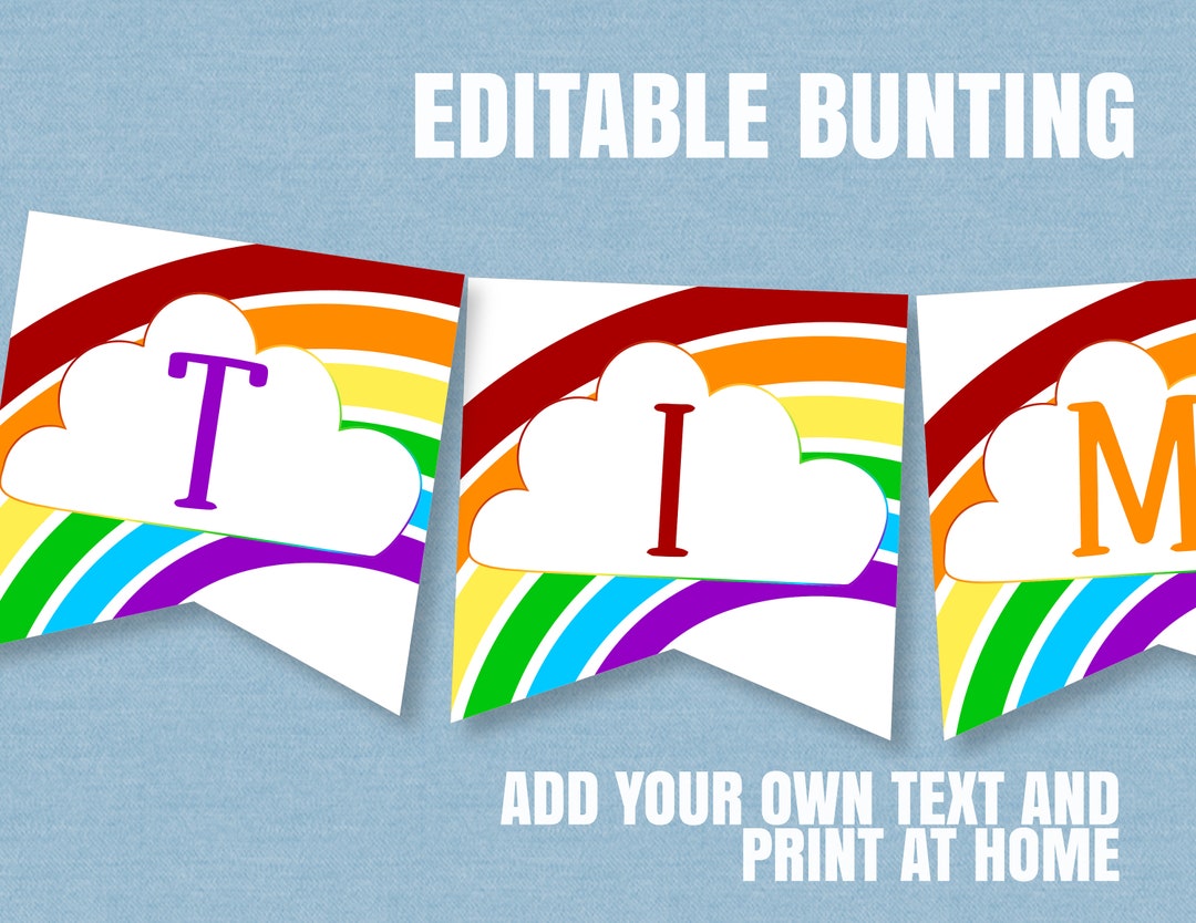 Rainbow Banner Printable, Rainbow Party Decor, Editable DIY Banner ...