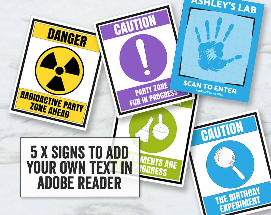 Science Party Signs Printable Editable Scientist Party Signs - Etsy UK