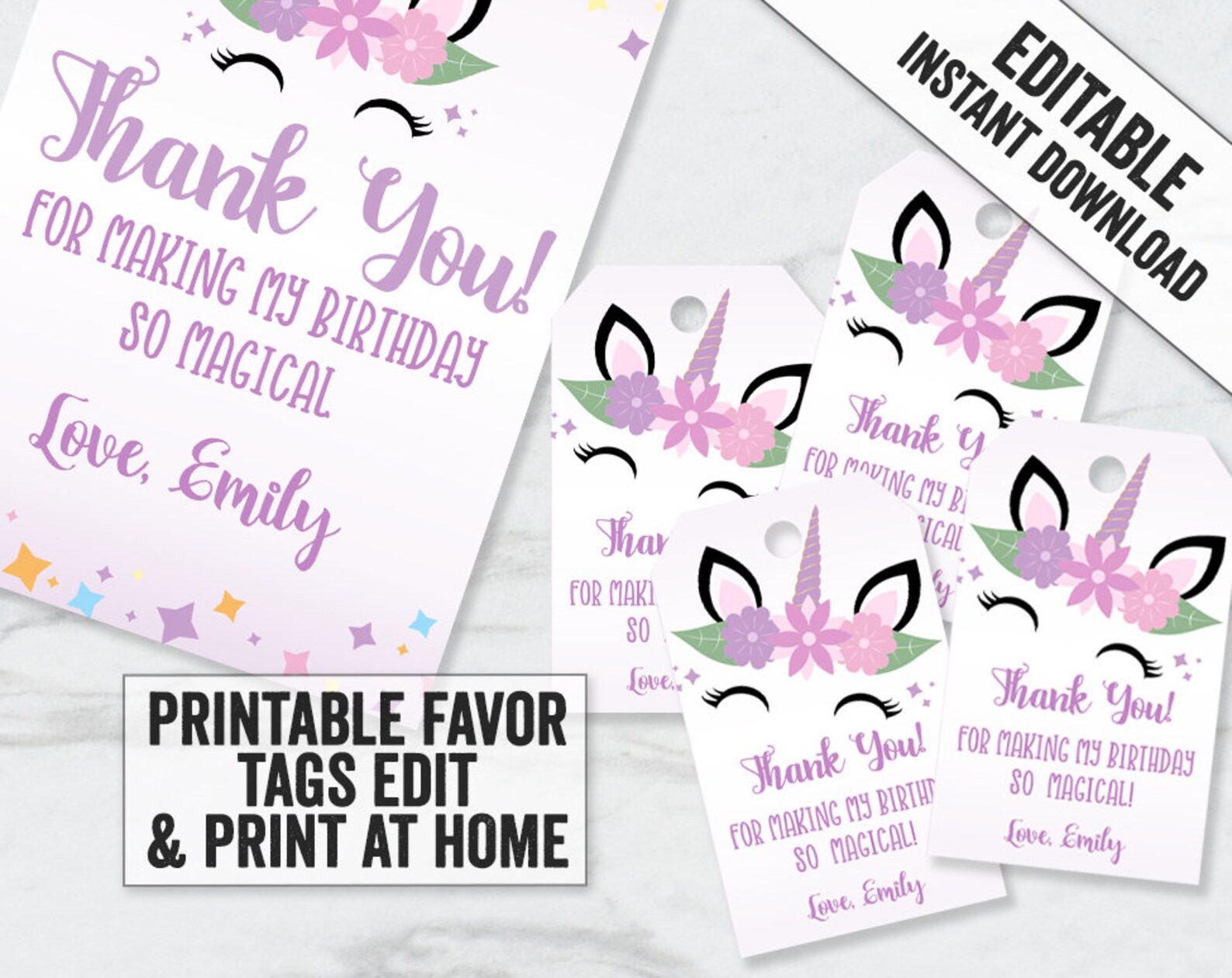 Editable Unicorn Party Bundle Printable Unicorn Birthday - Etsy