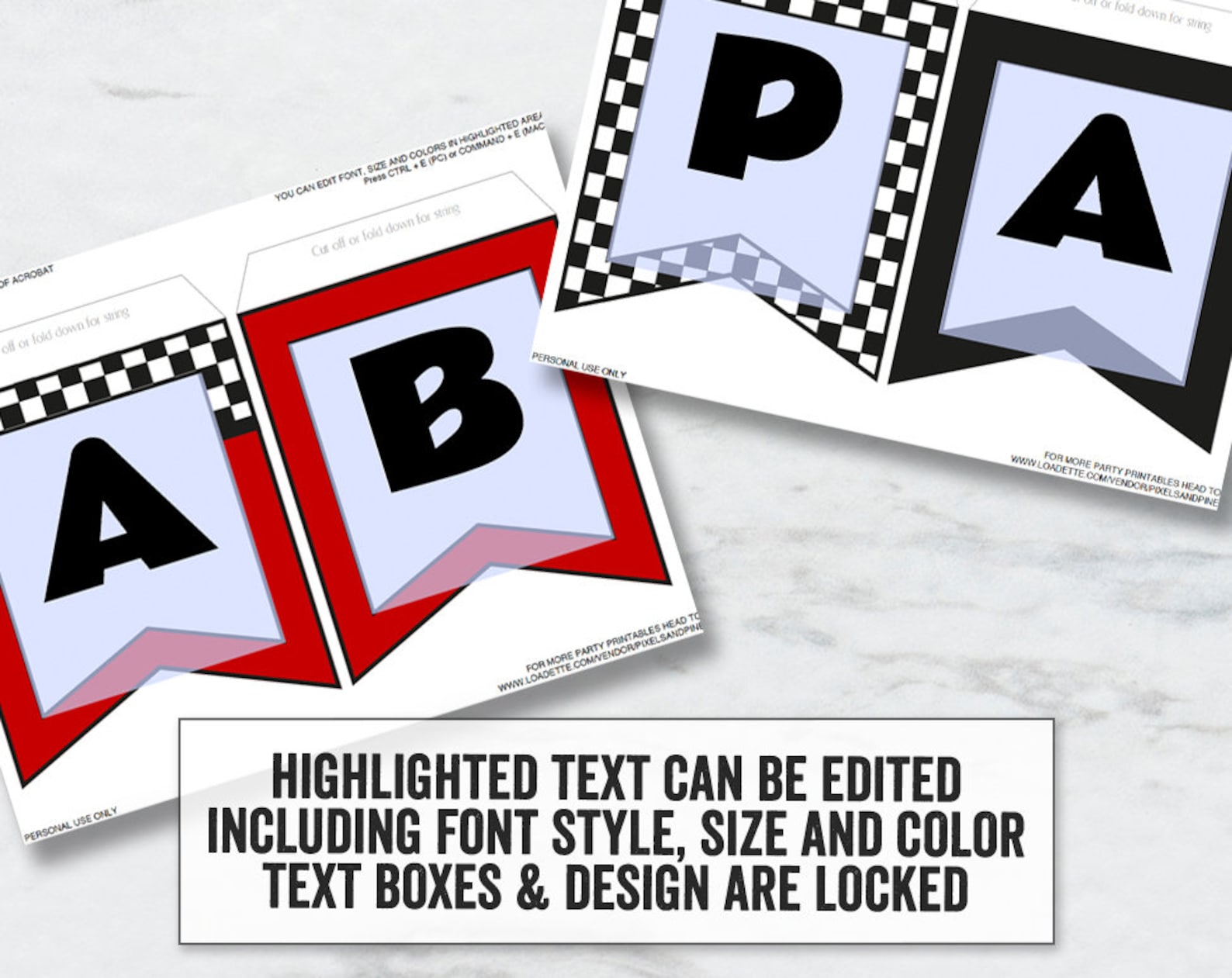 Printable Racing Red Banner, Editable Race Track Party Bunting, Any ...