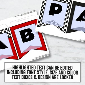 Printable Racing Red Banner, Editable Race Track Party Bunting, Any ...