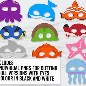 10 Under the Sea Mask Printables, Printable Ocean Animal Masks, Kid's ...