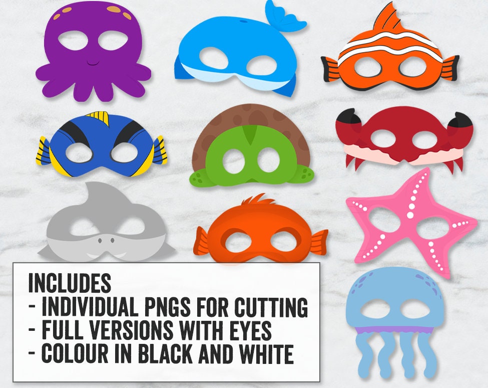 10 Under the Sea Mask Printables, Printable Ocean Animal Masks, Kid's ...