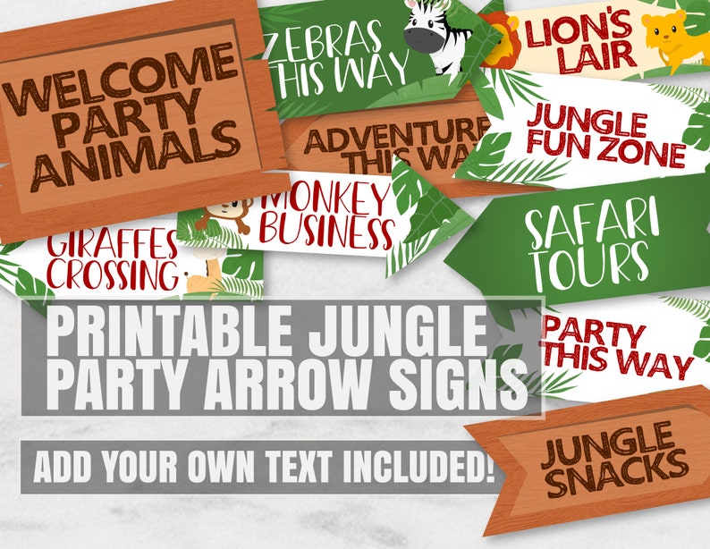 Jungle Party Printable Arrows Jungle Safari Arrow Signs - Etsy UK