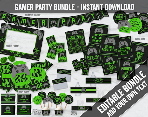 Editable Gamer Party Bundle Printable Gaming Party Pack | Etsy Canada