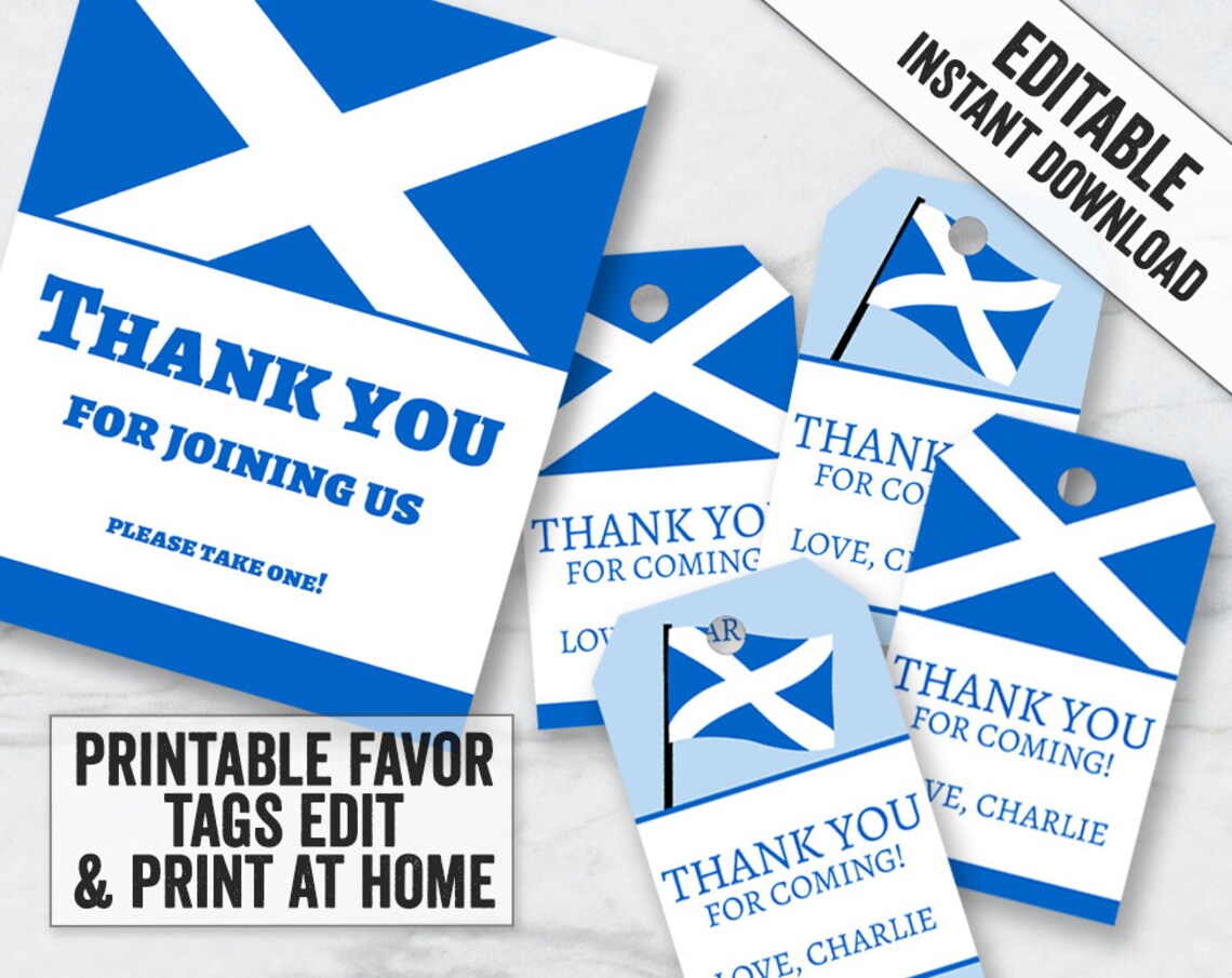 Printable Scottish Party Bundle, Editable Scotland Party Decorations ...