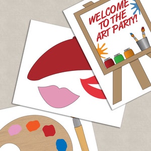 35 Art Party Photobooth Props, Arty Party Photo Booth Prop, Diy Paint ...