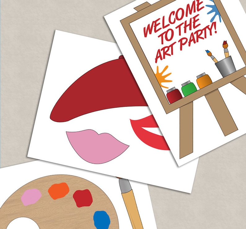 35 Art Party Photobooth Props, Arty Party Photo Booth Prop, Diy Paint ...