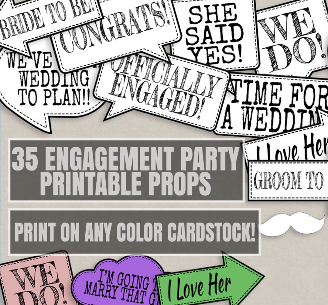 35 Any Color Engagement Party Printables, Ink Saving Engagement ...