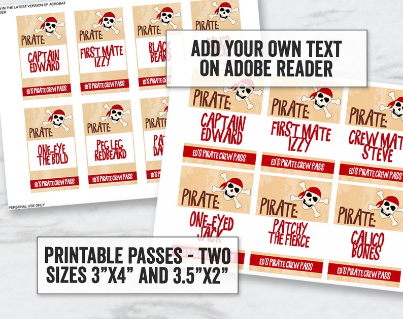 Pirate Printable Party Games Pirate Name Sign Printable - Etsy