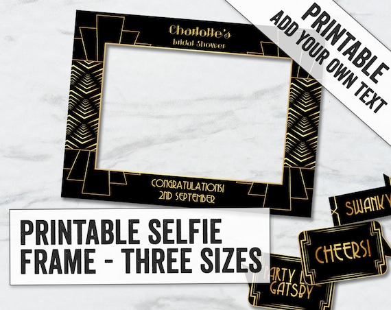 Printable Gatsby Selfie Frame Add Your Own Text Twenties - Etsy