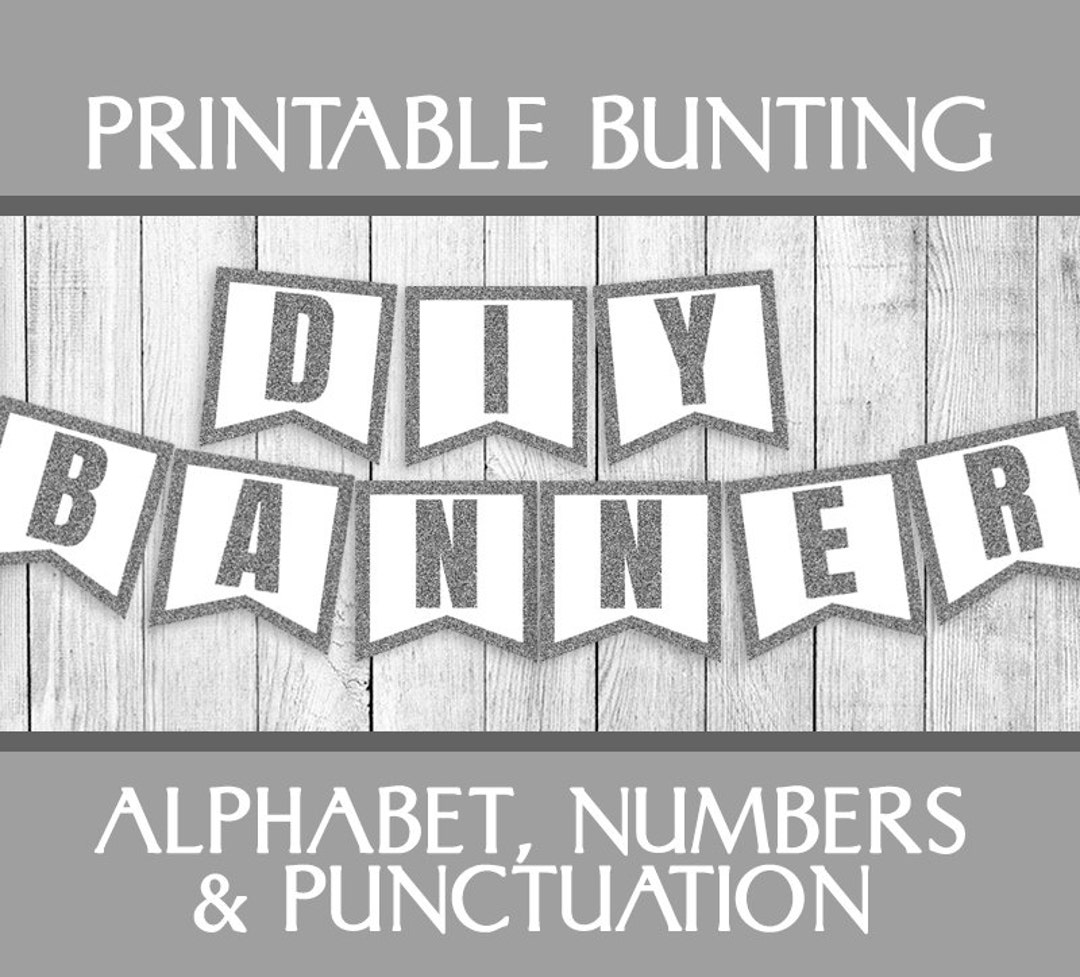 Silver Glitter Printable Bunting, Alphabet Set Banner, Diy Party ...