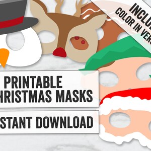 10 Christmas Mask Printables, Christmas Santa Masks, Kid's Elf Crafts ...
