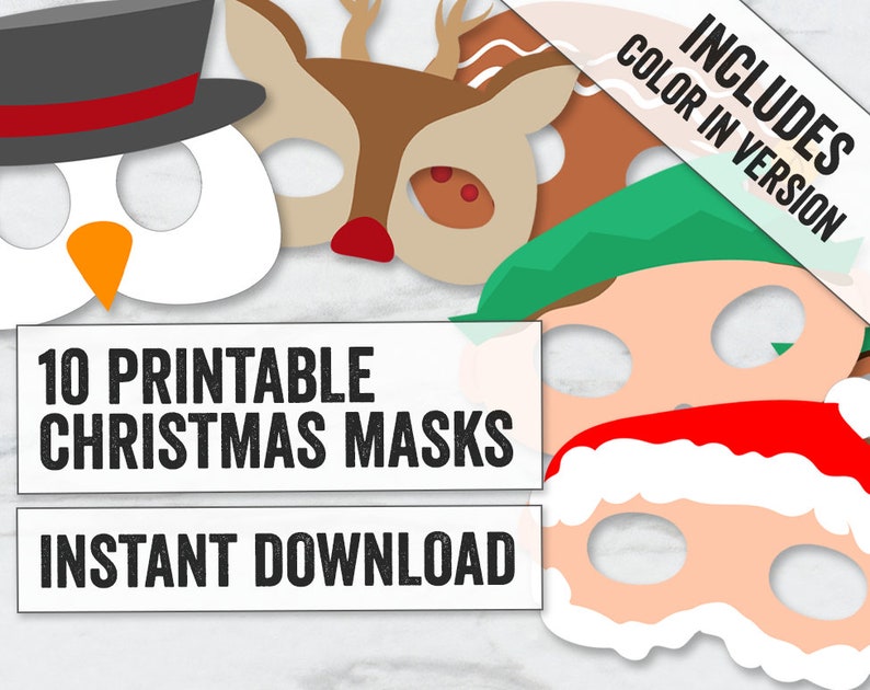 10 Christmas Mask Printables, Christmas Santa Masks, Kid's Elf Crafts ...