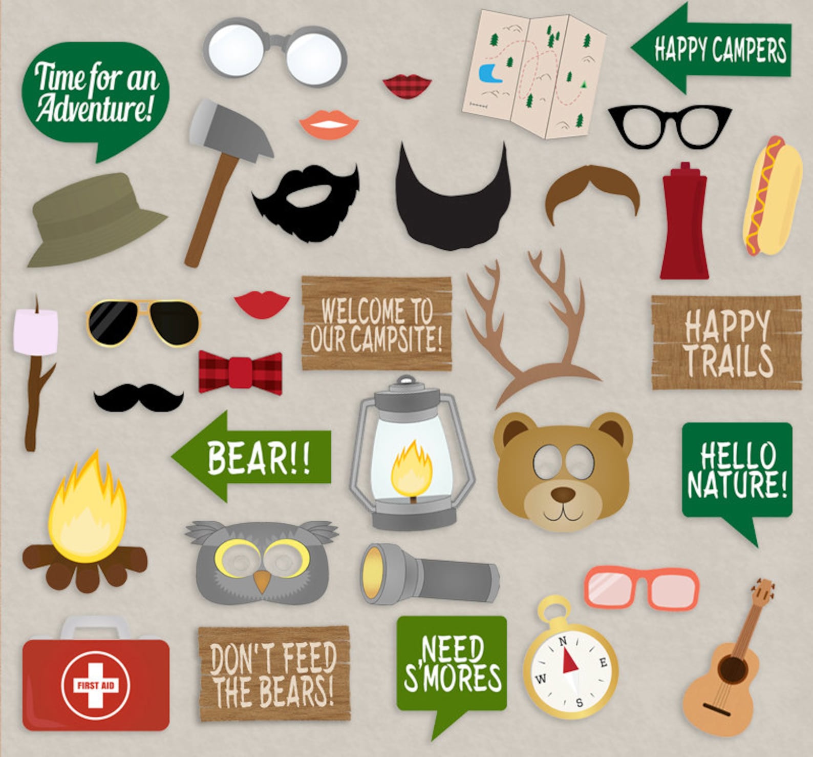 35 Camping Party Photo Booth Props, Campsite Themed Party Props, Love ...