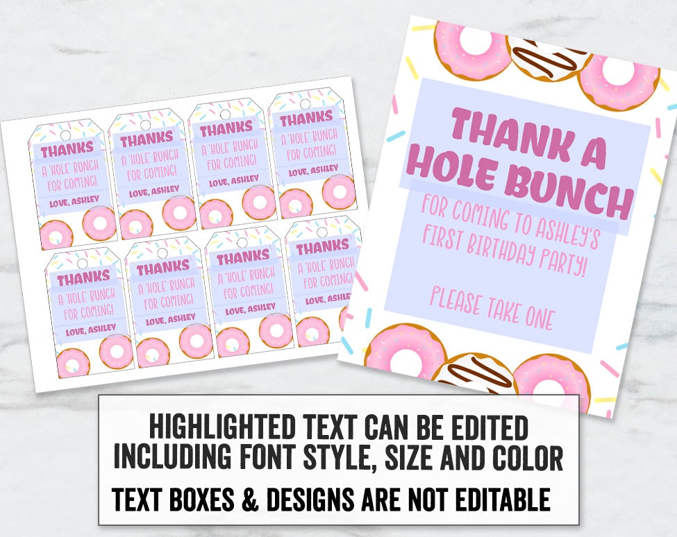 Editable Donut Party Bundle Printable Pink Donut Birthday - Etsy UK