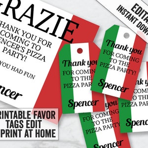 Printable Italian Flag Party Tags, Editable Thank You Tags, Italy Party ...