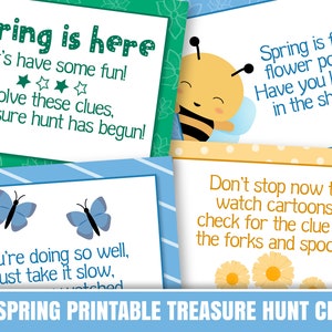 Printable Spring Treasure Hunt Clues, Instant Download Spring Treasure ...