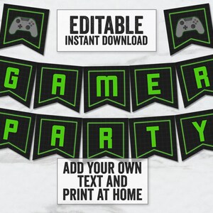 Editable Gamer Party Bundle, Printable Gaming Party Pack, Printable ...