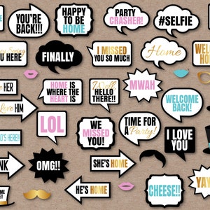 Welcome Home Photo Booth Props Homecoming Party Printable Selfie Props ...