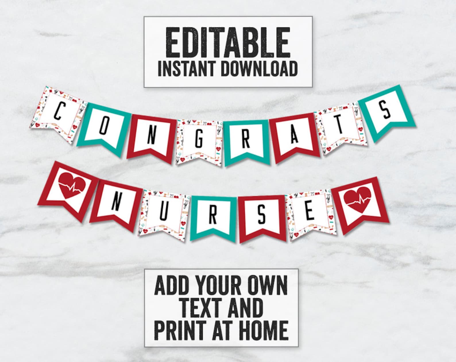 Nursing Banner Printable, Editable Medical Party Bunting, Any Phrase ...