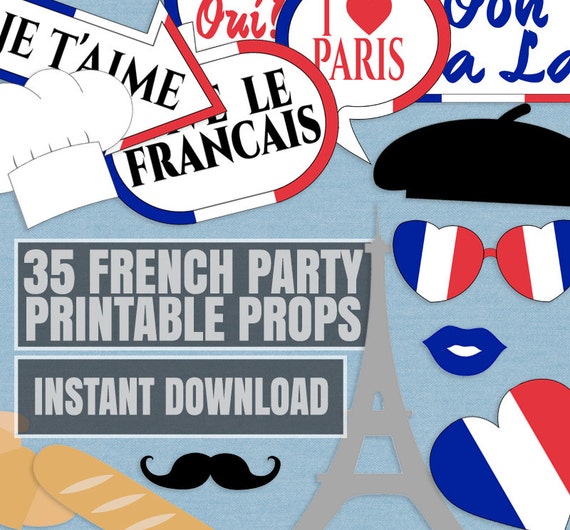 35 French Party Printable Props Paris Party Props Francais | Etsy